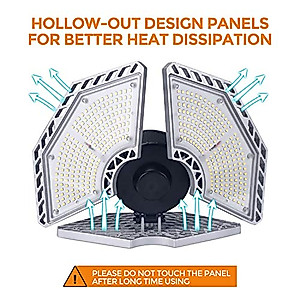 LED Garage Lights, 140W 18500 Lumens Garage Lighting, 6000K Daylight with Deformable Three Panels Garage Ceiling Light Fixture E26/E27 Triple Glow LED Shop Light for Garage Basement Workshop Warehouse