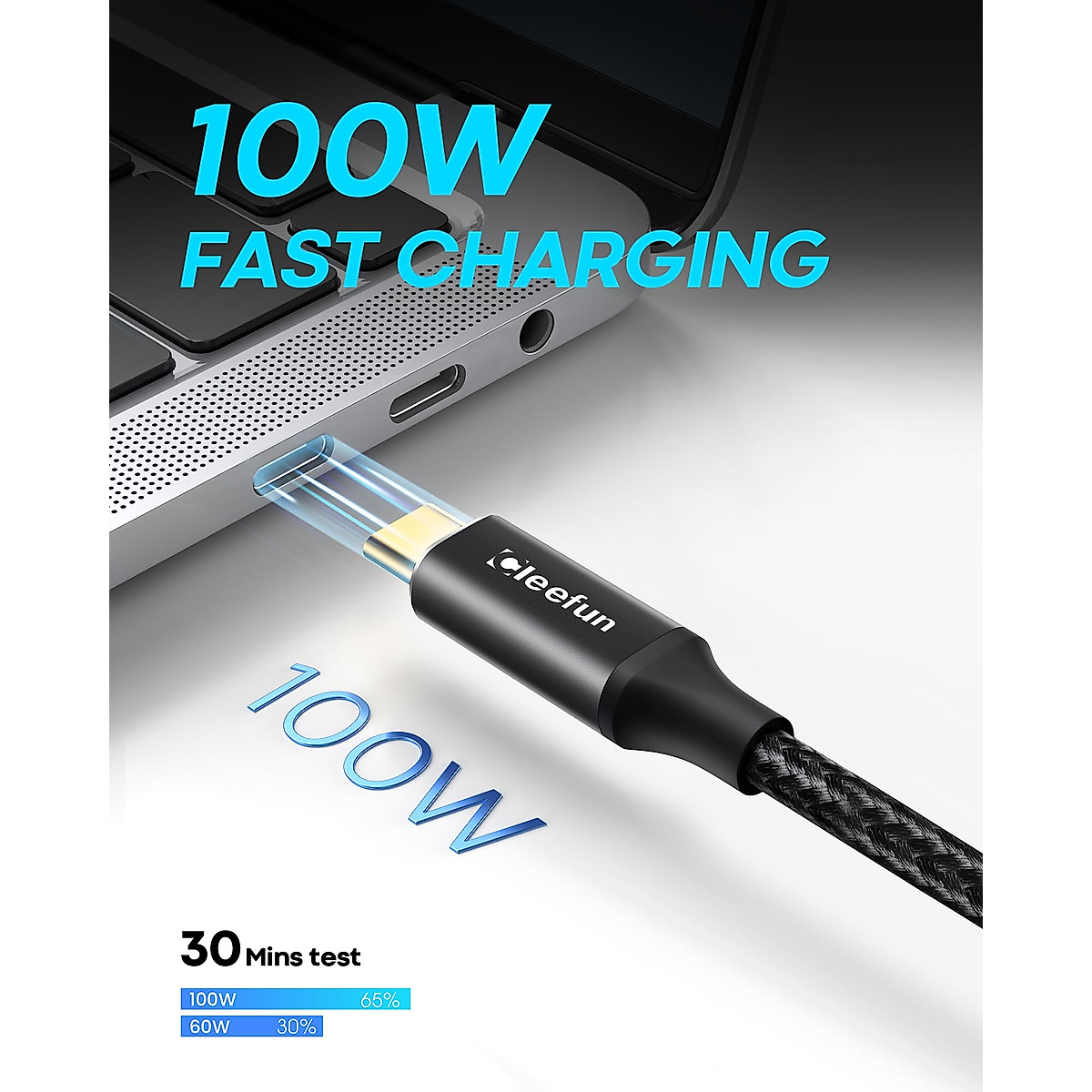 CLEEFUN 10ft USB C Extension Cable, 3.2 Male to Female, 5Gbps Data & 4K Video Sync, 100W Fast Charging for USBC Hub, Laptop, Tablet, Phone