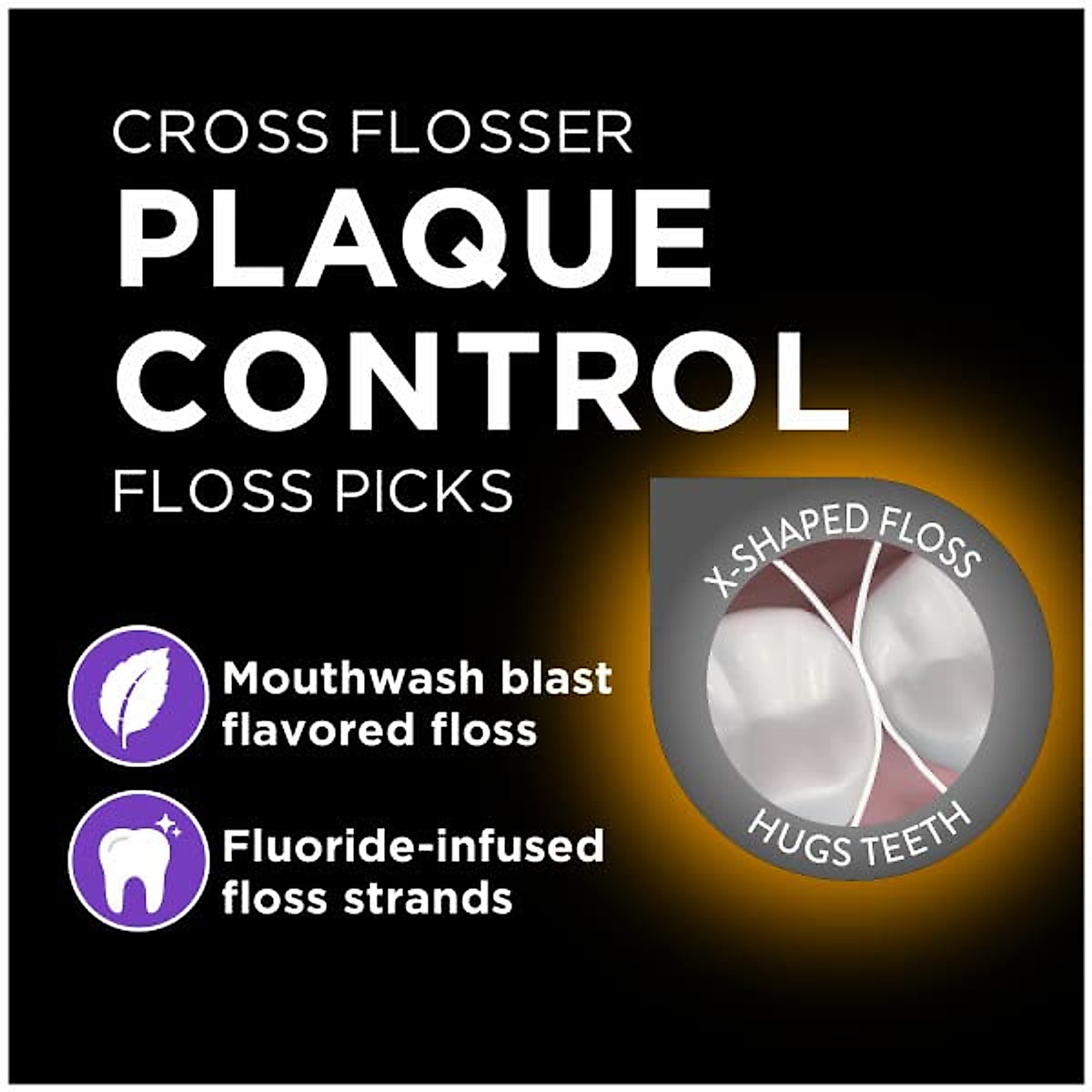 DenTek Cross Flosser Plaque Control Floss Picks, X-Shaped Floss, 75 Count, (Pack of 5)