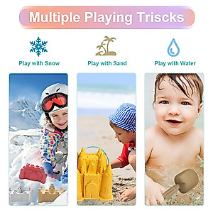 IOKUKI Beach and Sand Castle Kit, 12 PCS Sand Toys for Kids Outdoor with Sand Castle Bucket, Molds, Rake and Shovel, Great Toys for Beach
