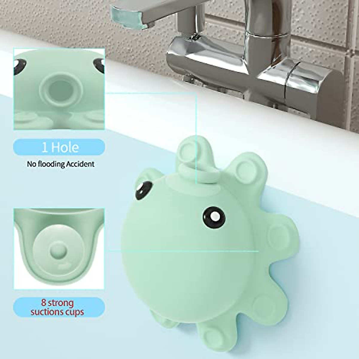 Bathtub Overflow Drain Cover Tub - Silicone Bathroom Overflow Drain Cover, Bath Tub Overflow Cover, Bathroom Spa Accessories, Adds Inches of Water for Deeper&Warmer Bath，Aqua Green