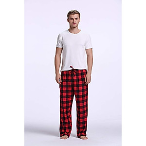 CYZ Men's 100% Cotton Super Soft Flannel Plaid Pajama Pants-BlackRedGingham-L