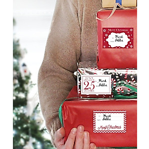 Jumbo Christmas Gift Tag Stickers 60 Count Modern Red, White, Silver, and Gold Xmas Designs - Looks Great on Gifts Presents, Wrapping Paper and Gift Bags.