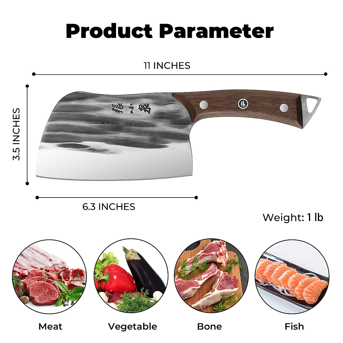 ZHANG XIAO QUAN SINCE 1628 Handmade Forged Ancient Bone Chopping Knife, Stainless Steel Professional Chinese Chopper Knife for Cutting Bones and Nuts