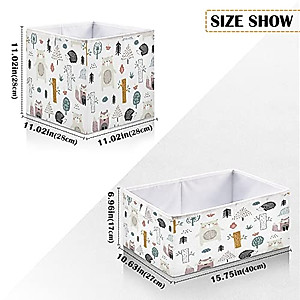 Kigai Cute Bear Fox Hedgehog Cube Storage Bins - 11x11x11 In Large Foldable Storage Basket Fabric Storage Baskes Organizer for Toys, Books, Shelves, Closet, Home Decor