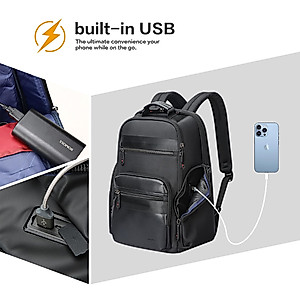 BOPai 30L Travel Backpack for Men Business Laptop Backpack 15.6 inch Computer bagpack with USB Charging Water-Resistant Rucksack Black