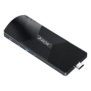 AWOW Fanless 8GB Mini PC Stick Intel Celeron J4105, 128GB Storage, Windows 11 Pro Mini Computer Stick Supporting HDMI 2.0 and Mini DP 1.2 Dual 4K@60Hz, Dual Band WiFi and Gigabit Ethernet Port, NY41S