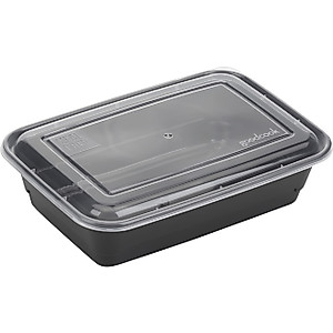 GoodCook Meal Prep Rectangle Single Compartment 30 units, Black, BPA Free