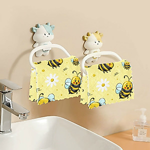 JIPONI 6 Pack Kitchen Dishcloth, Cute Honey Bee Cartoon Absorbent Dish Towels Reusable Soft Cleaning Cloths 11 x 11 inch