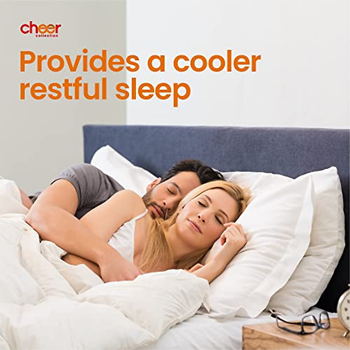 Cheer Collection Queen Size Mattress Topper, 4 Inch Gel Infused Memory Foam Bed Topper with Washable Bamboo Cover, Supportive Dual Layer Soft and Firm Mattress Top - 60" x 80" x 4" Inches