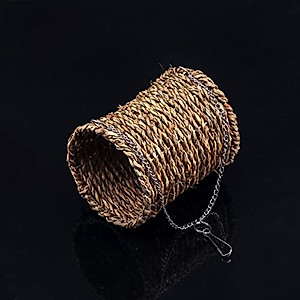 2pcs Parakeet Chinchilla Tube Hedgehog Tent Small Snuggle Guinea Hanging Straw Nest Rat Hammock Toy Seagrass Cockatiel Hamster Pig Squirrel Tunnel for Pet Bird Use Tunnels Woven