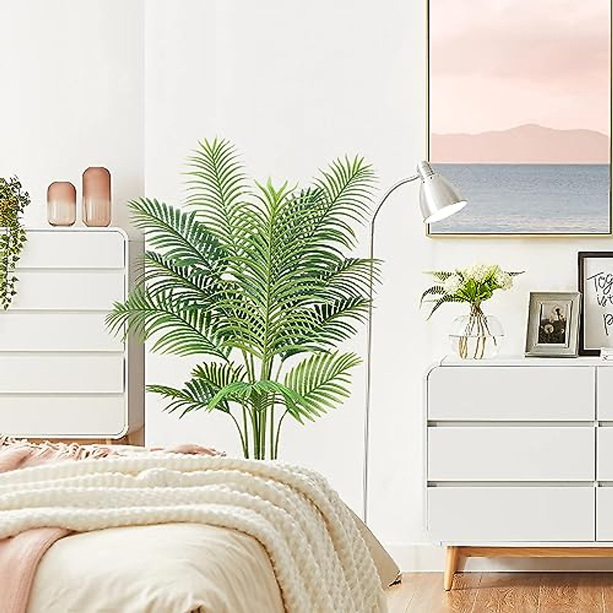 YULISKY Artificial Areca Palm Plant, 5 FT Fake Palm Tree in Pot, Tall Faux Silk Plant, 12 Leaves Faux Palm for Home Decor Office Living Room Perfect Housewarming Gift