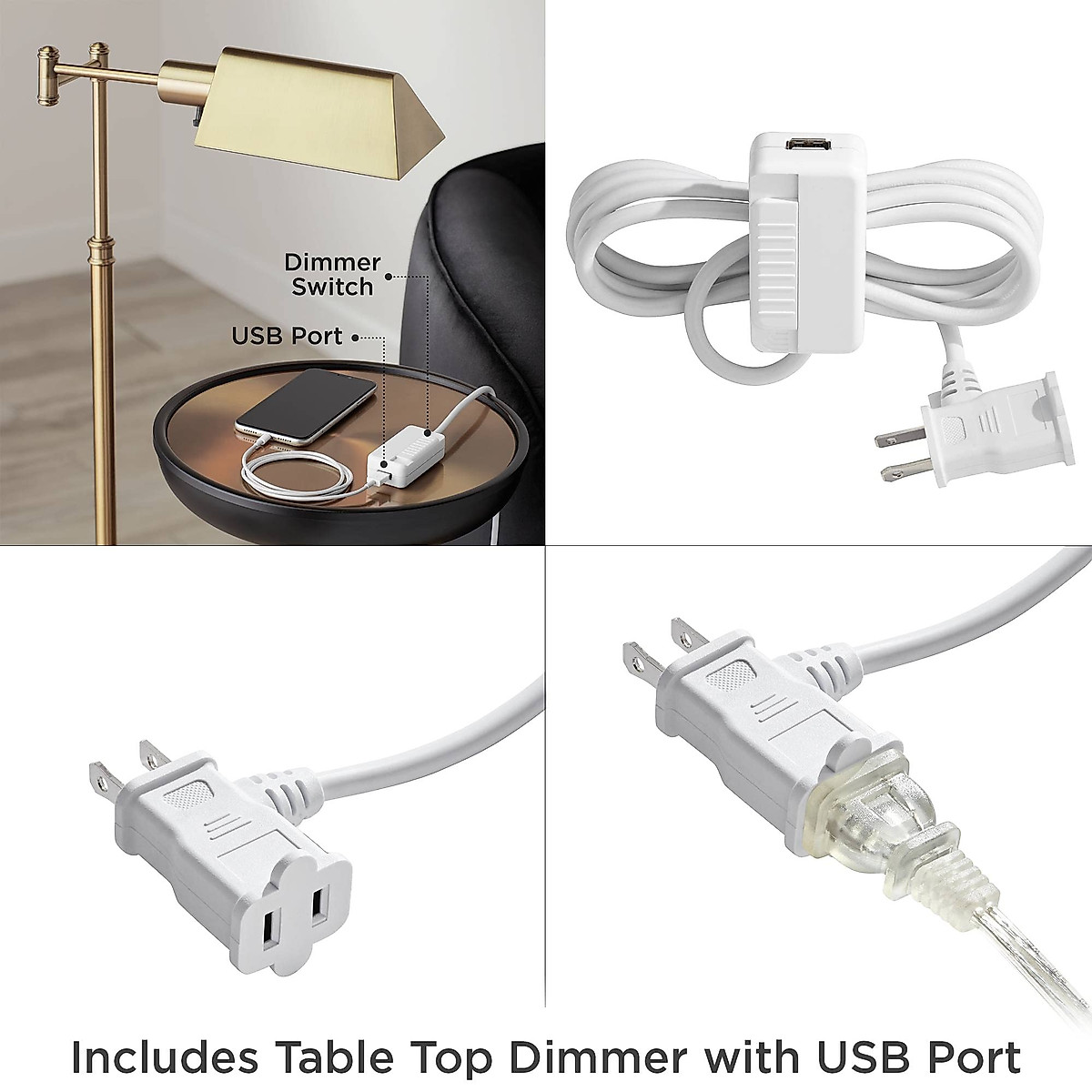 Regency Hill Tony Traditional Adjustable Pharmacy Floor Lamp Standing with USB Charging Port 54" Tall Brass Gold Metal Rotating Head Decor for Living Room Reading House Bedroom Home Office