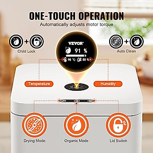 VEVOR Electric Composter for Kitchen, 5L Large Smart Countertop Compost Bin Indoor, Odorless Quiet Electric Kitchen Food Recycler with Upgraded Motor/Auto-Cleaning/2 Composting Modes/Safe Child Lock