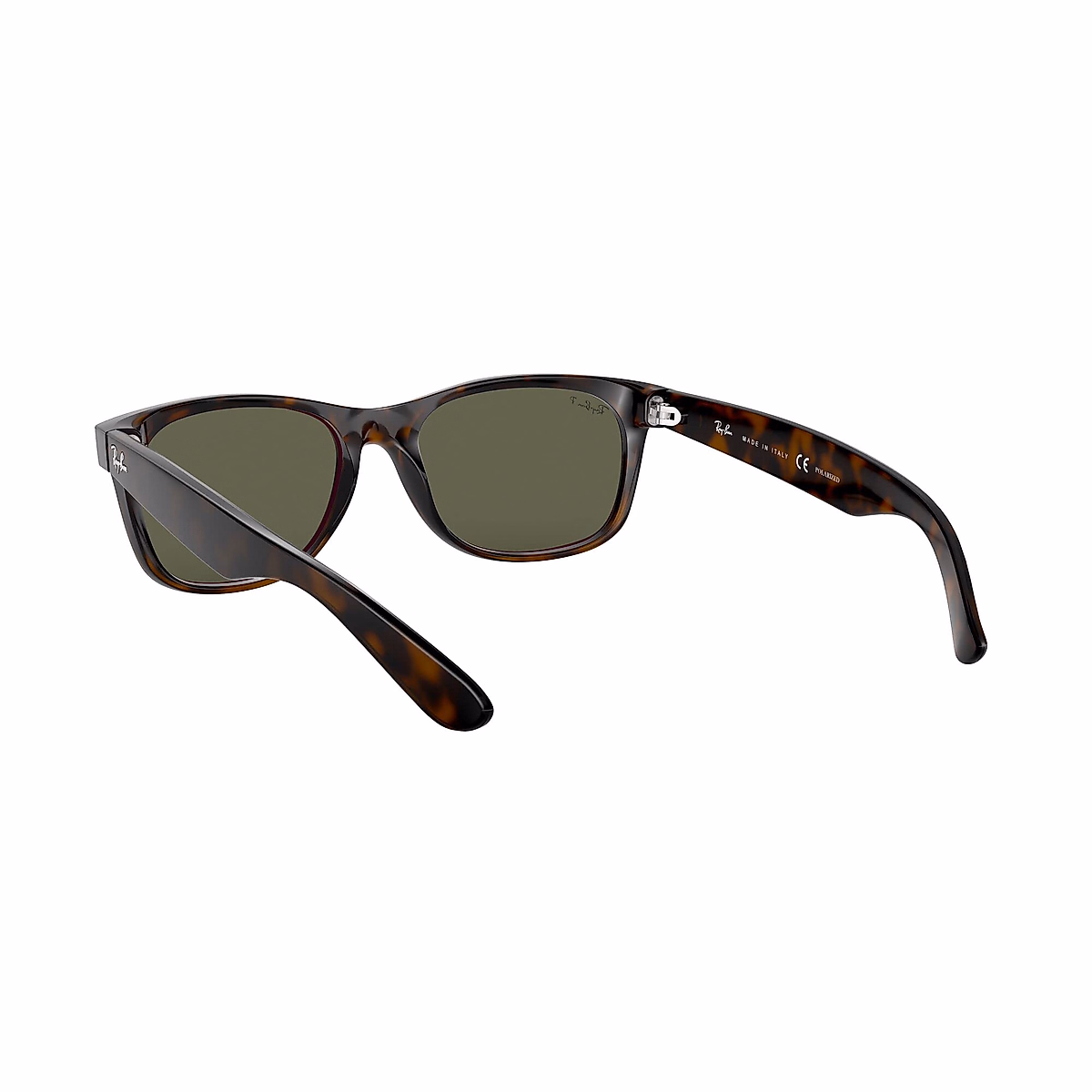 Ray-Ban RB2132 New Wayfarer Square Sunglasses, Tortoise/Polarized Green, 58 mm