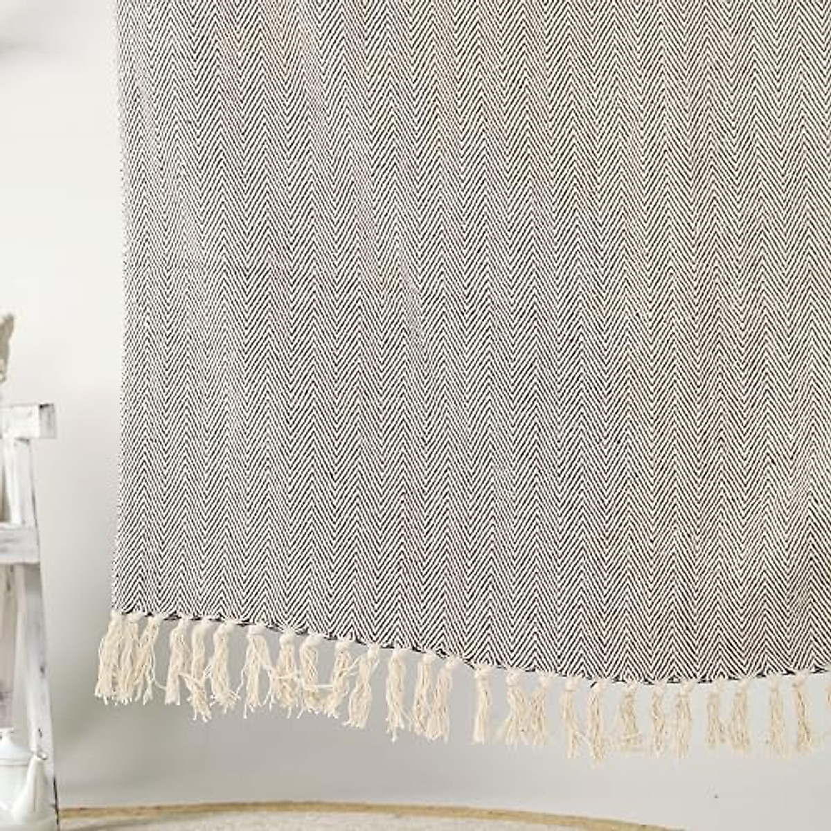 THE ART BOX Brown Throw Blanket for Sofa and Couch Cotton Reversible Chevron Striped Farmhouse Bed Throws Boho Indian Decorative Arm Chair Settee Cover - 50x60 Inches