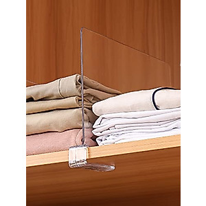 Sooyee Acrylic Shelf Dividers for Closet Organization,4 PCS Closet Shelf Organizer,Closet Dividers Purse Organizer for Closet,Closet Separator for Bedroom Kitchen Cabinets and Office Shelves,Clear