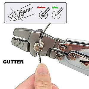 Sanuke Wire Rope Crimping Swaging Tool Cable Crimps up to 2.2mm(2/32inch) with 160pcs 4sizes Aluminum Double Barrel Ferrule Loop Sleeve and 10pcs Stainless Steel Thimble Assortment Kit