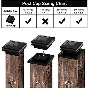 Viewsun 12 Pack Solar Post Cap Lights, Outdoor Fence Post Lights Solar Powered Caps for Deck, Patio, Garden Decor, Warm White High Brightness SMD LED Lighting, Lamp Fits for 4x4 or 6x6 Wooden Posts