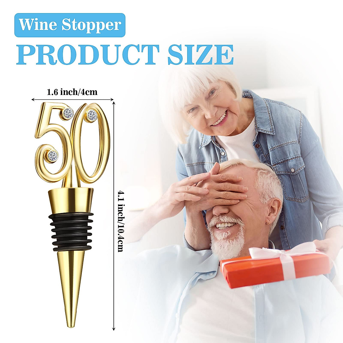 15 Pieces 50th Wine Stopper for 50th Birthday Party Favors Wedding Anniversary Souvenirs Gift Decorations for Guests
