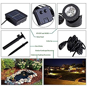 Solar Spotlights, Outdoor Solar Spotlights Halloween Spot Lights, Spot Lamp Light Spotlight Solar Pool Pond Lights House Garden Yard Pathway Tree Flag Light(White)