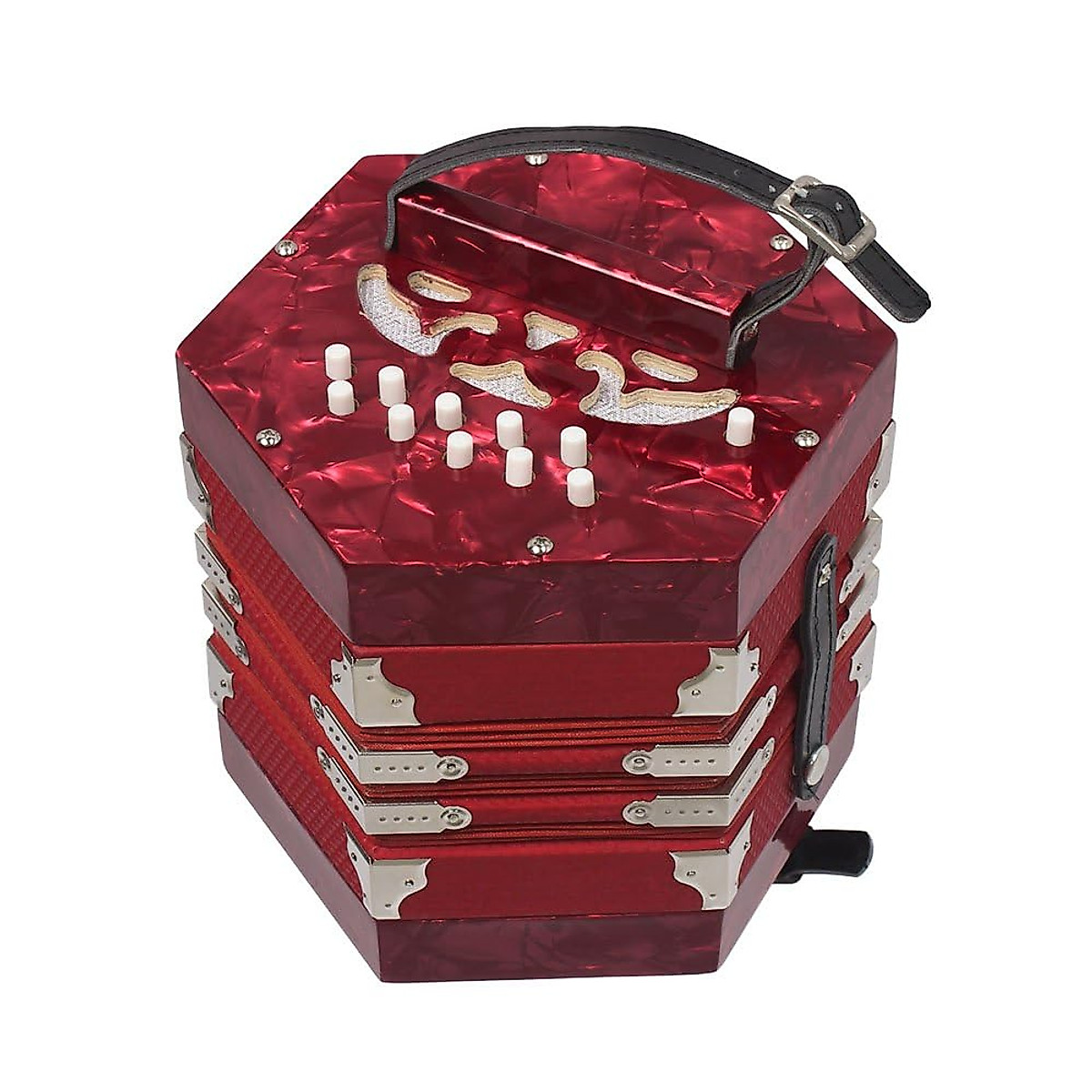 Btuty Accordion Acordeon Concertina Accordion Instrument Acordion 20-Button 40-Reed Anglo Style with Carrying Bag (Red)