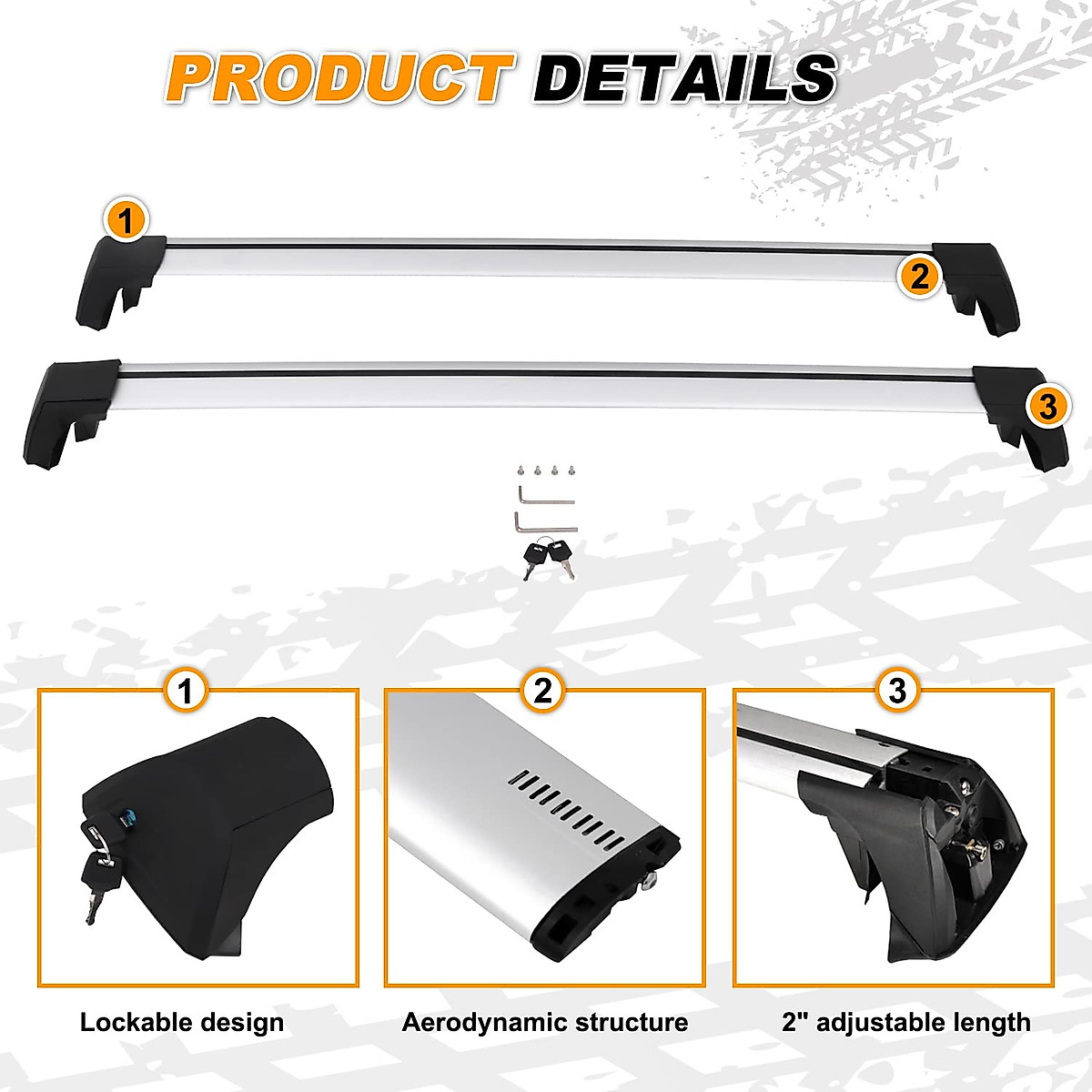 Snailfly Crossbars Customized Fit for 2020-2024 Ford Explorer Adjustable Cross Bars Roof Racks with Lock