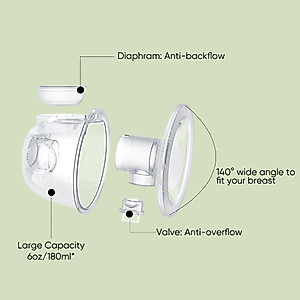 bonoch Collector Cup Include 1 Milk Collector Cup, 1 Dust Cap, 1 Flange, 1 Valves, 1 Diaphragm, Breastfeeding Essentials for bonoch Wearable Electric Breast Pump BPA Free, Dishwasher Safe, FDA Cleared