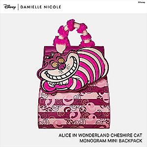 Danielle Nicole Disney Alice in Wonderland Mini Backpack, Cheshire Cat Monogram Small Handbag Purse, Pink