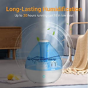 Ufresh Cool Mist Humidifiers for Home Bedroom Large Room, Small Vaporizers for Babies Kids Nursery Plants with Touch Control, 2.6L(0.7 Gal), Auto Shut-off, Whisper-Quiet