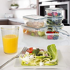 fullstar (12 Pack Food Storage Containers with Lids - Black Plastic Food Containers with Lids - Plastic Containers with Lids - Airtight Leak Proof Easy Snap Lock and BPA-Free Plastic Container Set