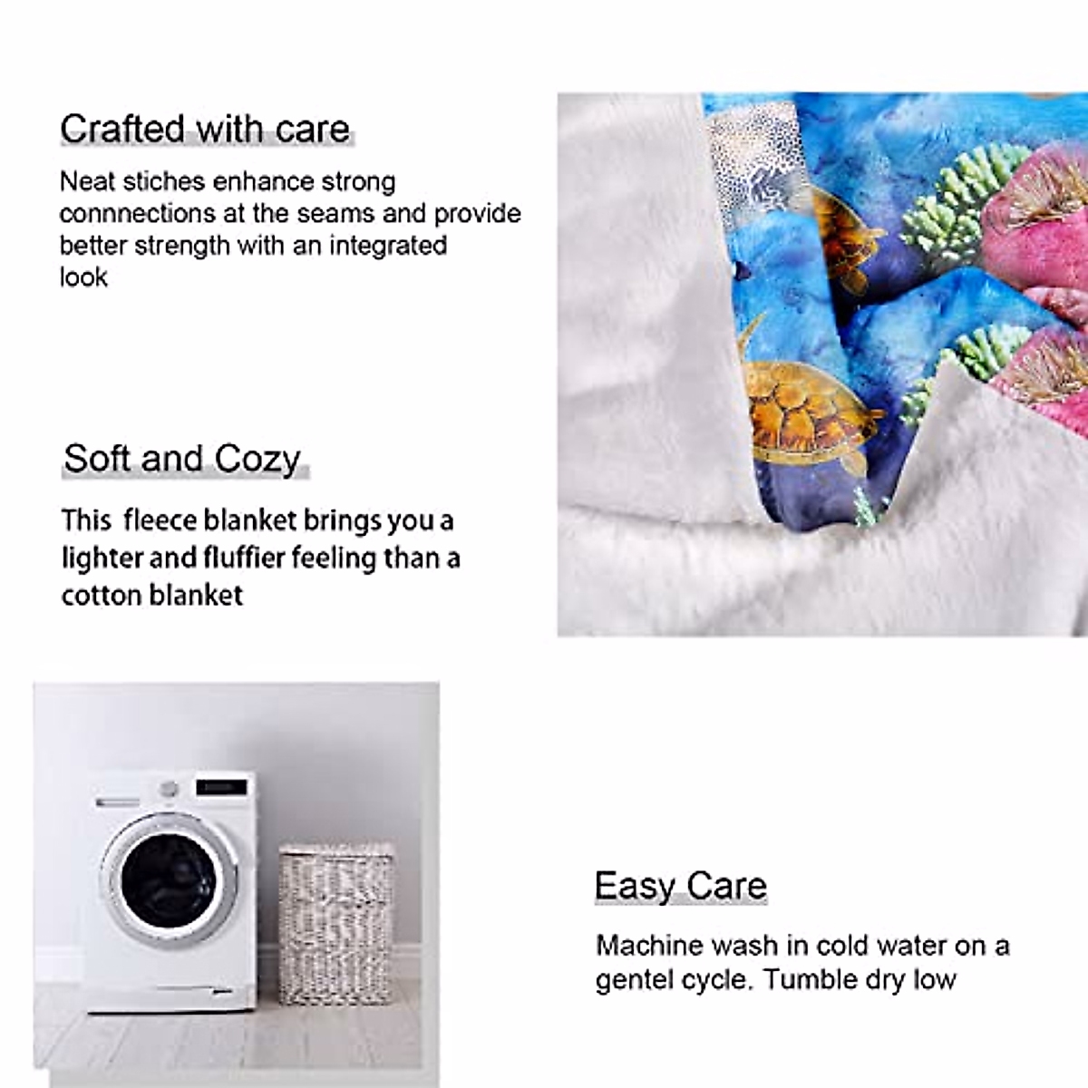 HommomH 60"x80" Blanket Comfort Warmth Soft Plush Throw for Couch Bright Tropical Fish