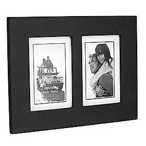 Malden Double 2x3 Picture Frame - Wide Real Wood Molding, Real Glass - Black