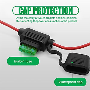 GKmow 5 PCS Plug-in Low-Voltage Fuse Holder, 30A Fuse, 12AWG Insulated Wire, Waterproof Appliances Protection Tool, Suitable for Cars, All-Terrain Vehicles, Motorcycles, Yachts, CD Players (Black)