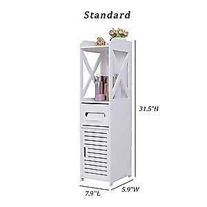 RUILOGOD Small Bathroom Storage Cabinet with Doors and Shelves Narrow Bathroom Cabinet Slim Bathroom Organizer Cabinet White YSBG-01 YSBG-01