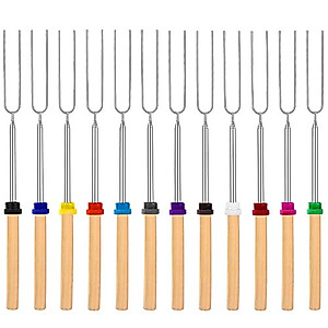 12 PCS Marshmallow Roasting Sticks, Telescoping Smores Sticks for Open Fire Pit, 32 Inch Long Marshmallow Toasting Barbecue Forks BBQ Smores Skewers for Campfire Camping Hotdog Hot Dog Bonfire Grill