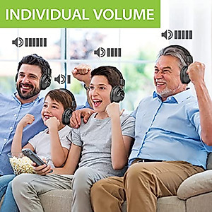 Avantree Quartet Multiple Wireless Headphones with one Transmitter, 4 Pack Up to 100PCS, HD Sound No Lag for TV Watching, Outdoor Movie, Silent Disco Party, Hearing Assist in Church