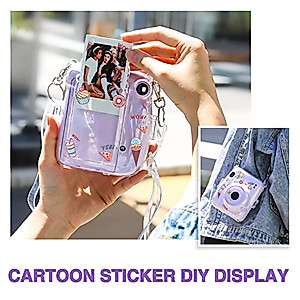 WOGOZAN Clear Case for Fujifilm Instax Mini 11 Instant Film Camera with Upgraded Photo Pocket Holds 10 Films on Back and Adjustable Strap (Clear)