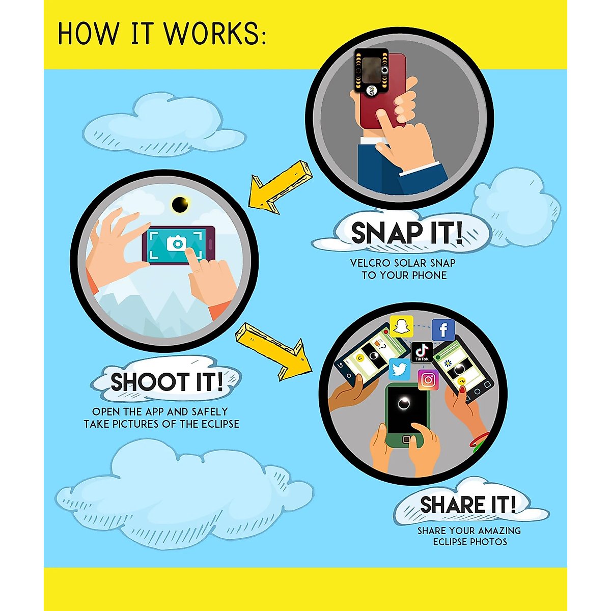 Solar Snap Eclipse App - Eclipse Photography Kit, Glasses, and App for iPhone and Android, Safe for Viewing Celestial Phenomenon