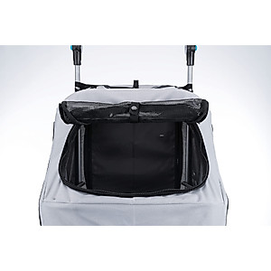 TRIXIE 2-in-1 Dog Bike Trailer and Pet Stroller for Medium Dogs up to 66 lbs, Quick Set-up and Fold Down, Gray