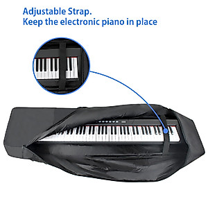 NKTM 88 Key Keyboard Case, 53.5"x12.6"x6.3" Electric Keyboard Bag Piano Gig Bag with Handles and Adjustable Shoulder Straps Keyboard Gig Bag - Black