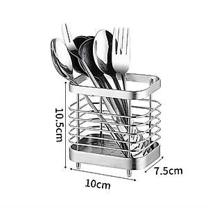 ANHORTS Kitchen Utensil Holder Stainless Steel, Cutlery Rack for the Counter, Countertop Organizer for Flatware Silverware Dinner Forks, Knives and Spoons, Silver