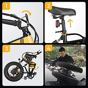 CYCROWN Knight Electric Bike for Adults 750W Peak Motor Up to 20 MPH 60 Miles,600wh Removable Battery,Folding 20" x 4.0" Fat Tire Electric Bicycle Dual Shock Absorber Ebikes for Adults