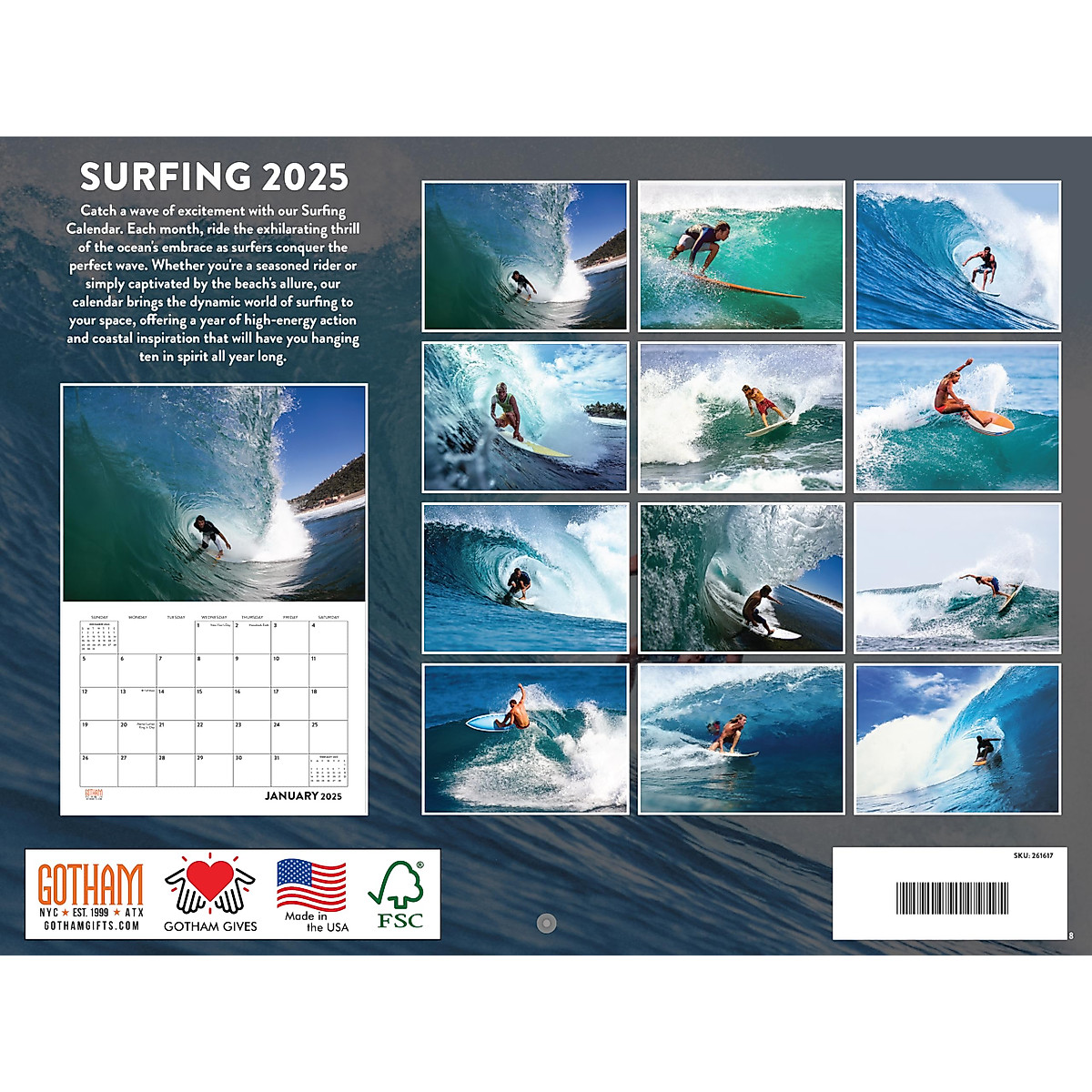 Surfing Calendar 2025 Wall Calendar Waves Monthly Wall Calender 12 Month