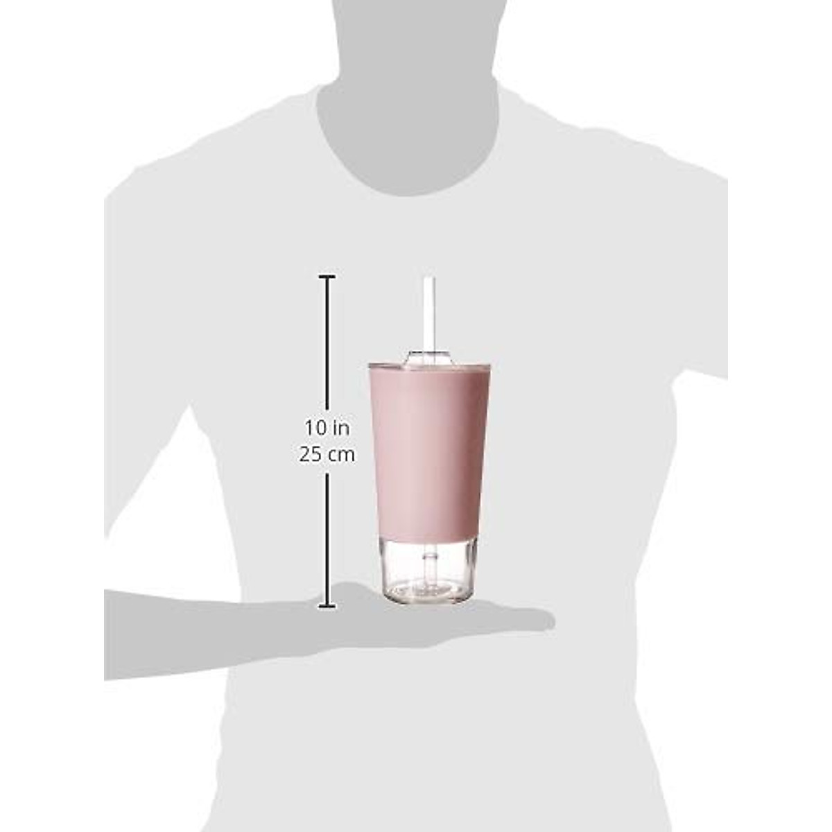 Ello Tidal Glass Tumbler with Straw, Cashmere Pink, 20 oz. (824-0431-075-6), 1 Count (Pack of 1)