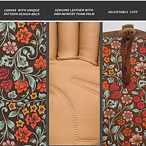 SAVJOB Gardening Gloves for Men&Women,Goatskin Leather Thorn Proof Garden Gloves with Touchscreen,Work Gloves,Gardening Gifts,Brown,Large