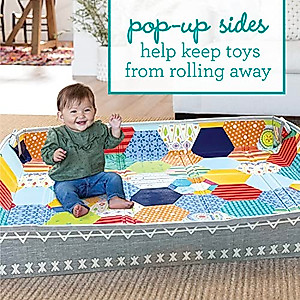 Infantino Foldable Soft Foam Mat, Extra Large Double-Sided Cushioned Play Mat with Pop-Up Sides, Non Slip Crawling & Playing for Infants and Toddlers
