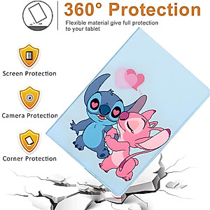 Cute Cartoon Blue Case for iPad 10th Generation 2022 Case 10.9", Kawaii Anime Character Kiss Heart Printed Leather Stand Folio Cover for Women Girls Kids, Soft TPU Protective for iPad10 A2696 A2757
