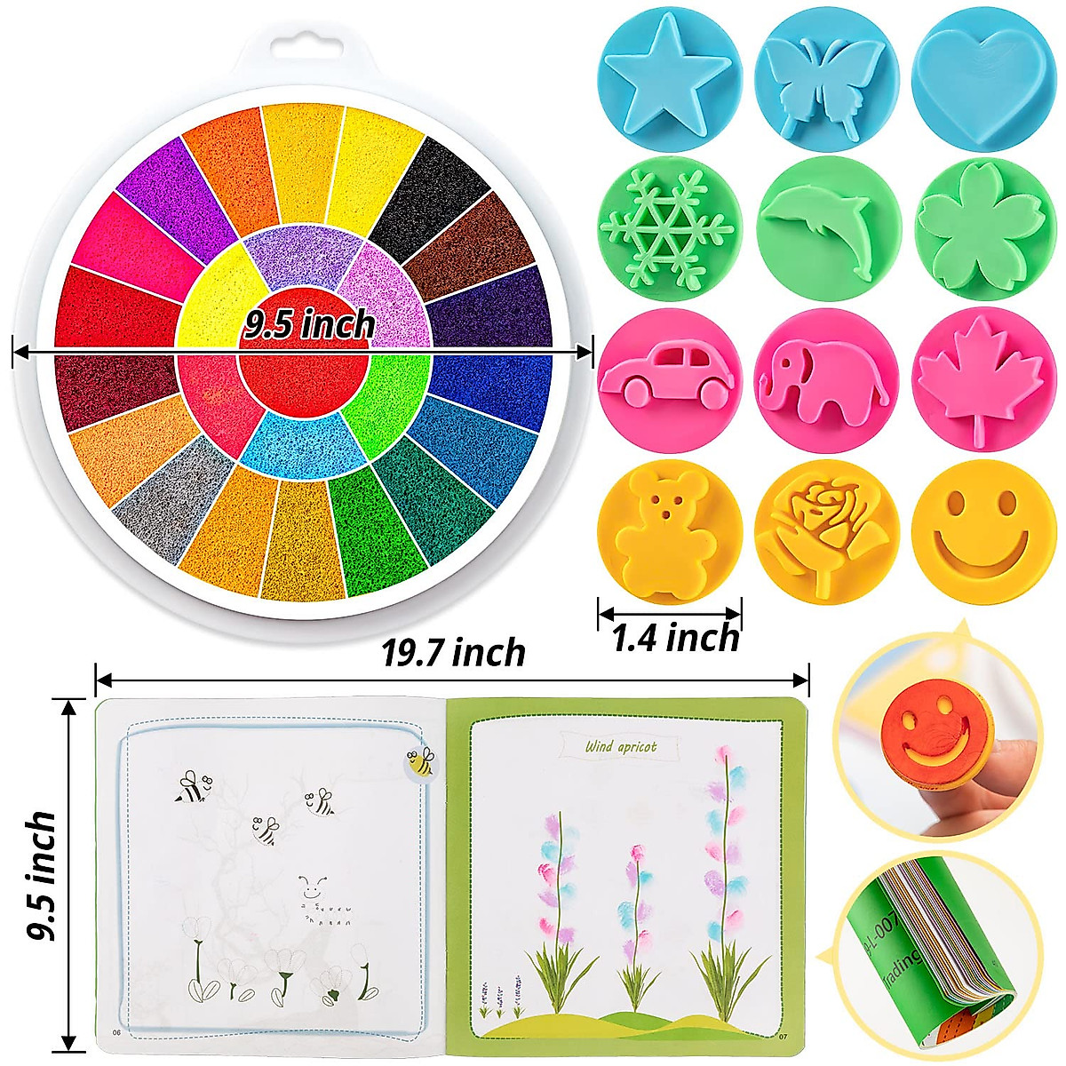 Funny Finger Painting Kit for Kids, 25 Colors Washable & Non-Toxic Finger Drawing Toys and Picture Album Educational Tool Kit for DIY Craft