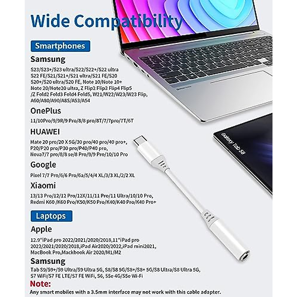 USB C to 3.5mm Headphone Jack Adapter, 2 Pack ENVEL Type C to Aux Audio Cable Compatible with iPhone 15 Pro Max Samsung Galaxy S23 S22 S21 S20 FE Ultra 5G, iPad Pro, Google Pixel 5/6/7